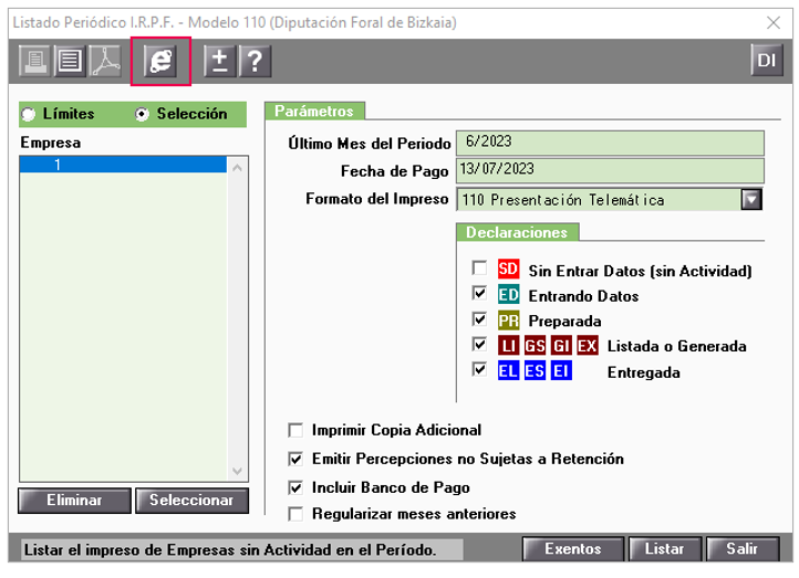 Bizkaia: opciones de presentación del modelo 110/111