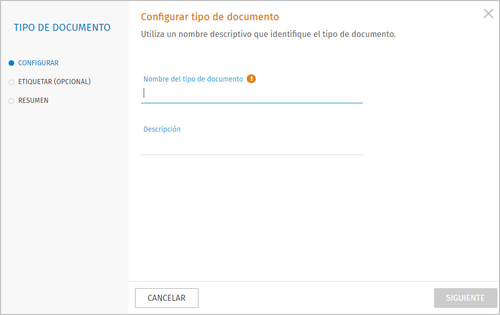 Configuración de tipos de documento