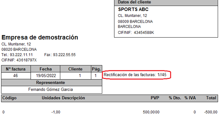 Facturas rectificativas: impresión, suenlace y enlace online