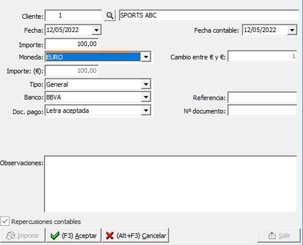 Anticipos: gestión de anticipos recibidos o entregados