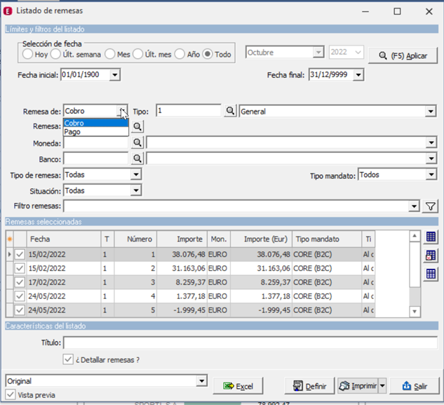 Cartera: Gestión de Remesas