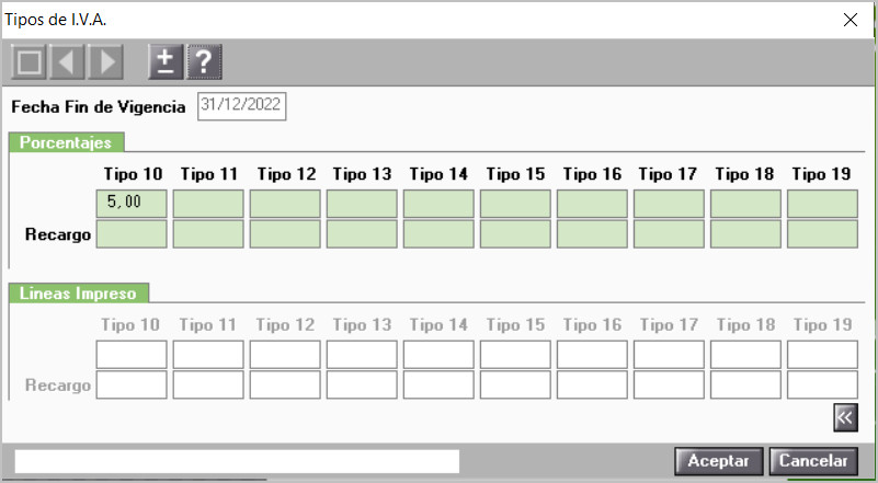 Tabla de IVA ampliada