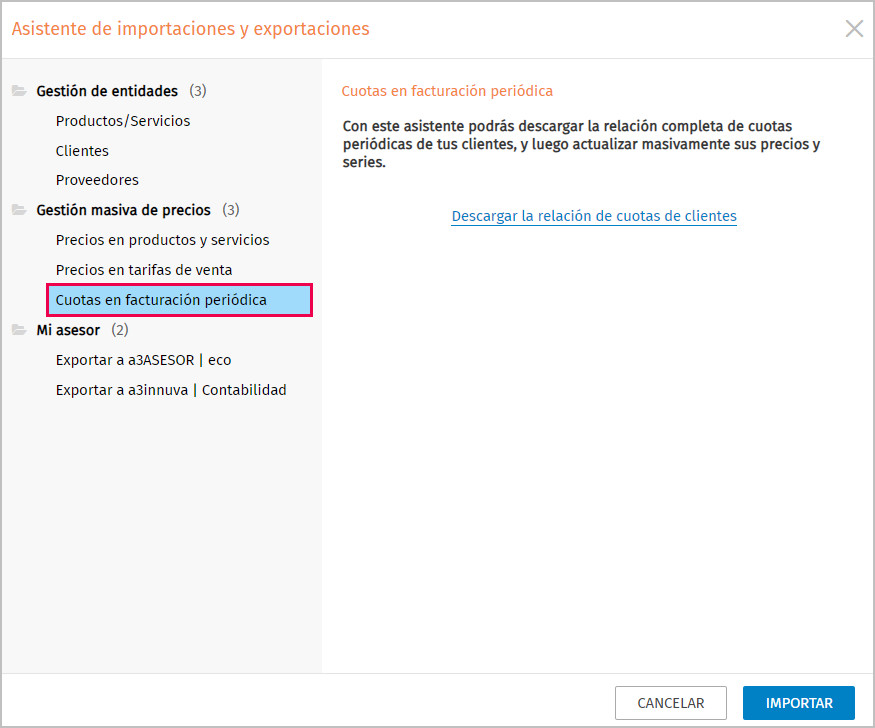 Actualización de las cuotas