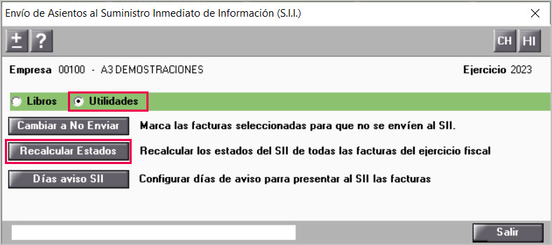 SII. Cómo recalcular los estados de las facturas enviadas al SII