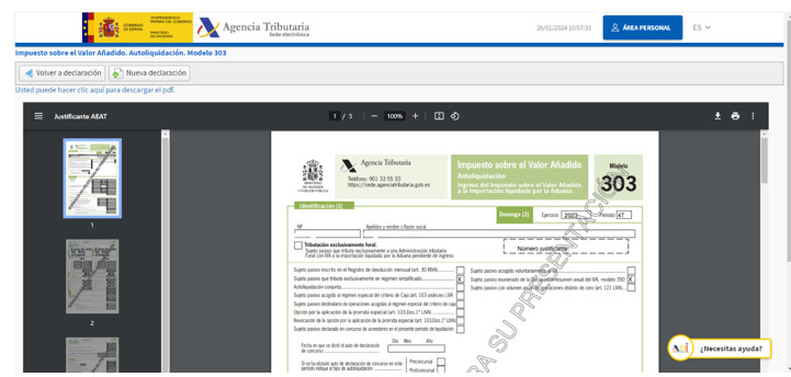 Modelo 303: Que hacer si al listar el borrador da el error: ERRPDFSRV