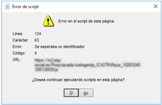 Error de script al realizar afiliaciones a través de la Oficina Virtual
