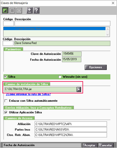 ¿Cómo configurar la aplicación para trabajar con SILTRA?
