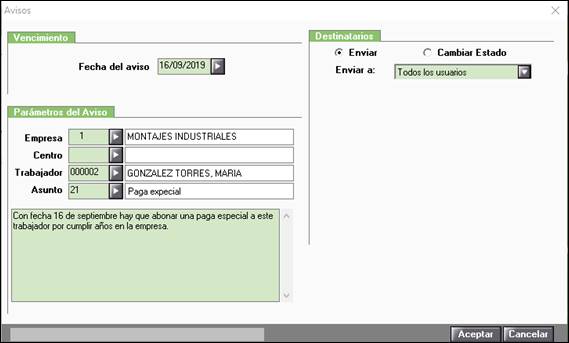 Cómo crear un recordatorio o aviso manual para los trabajadores